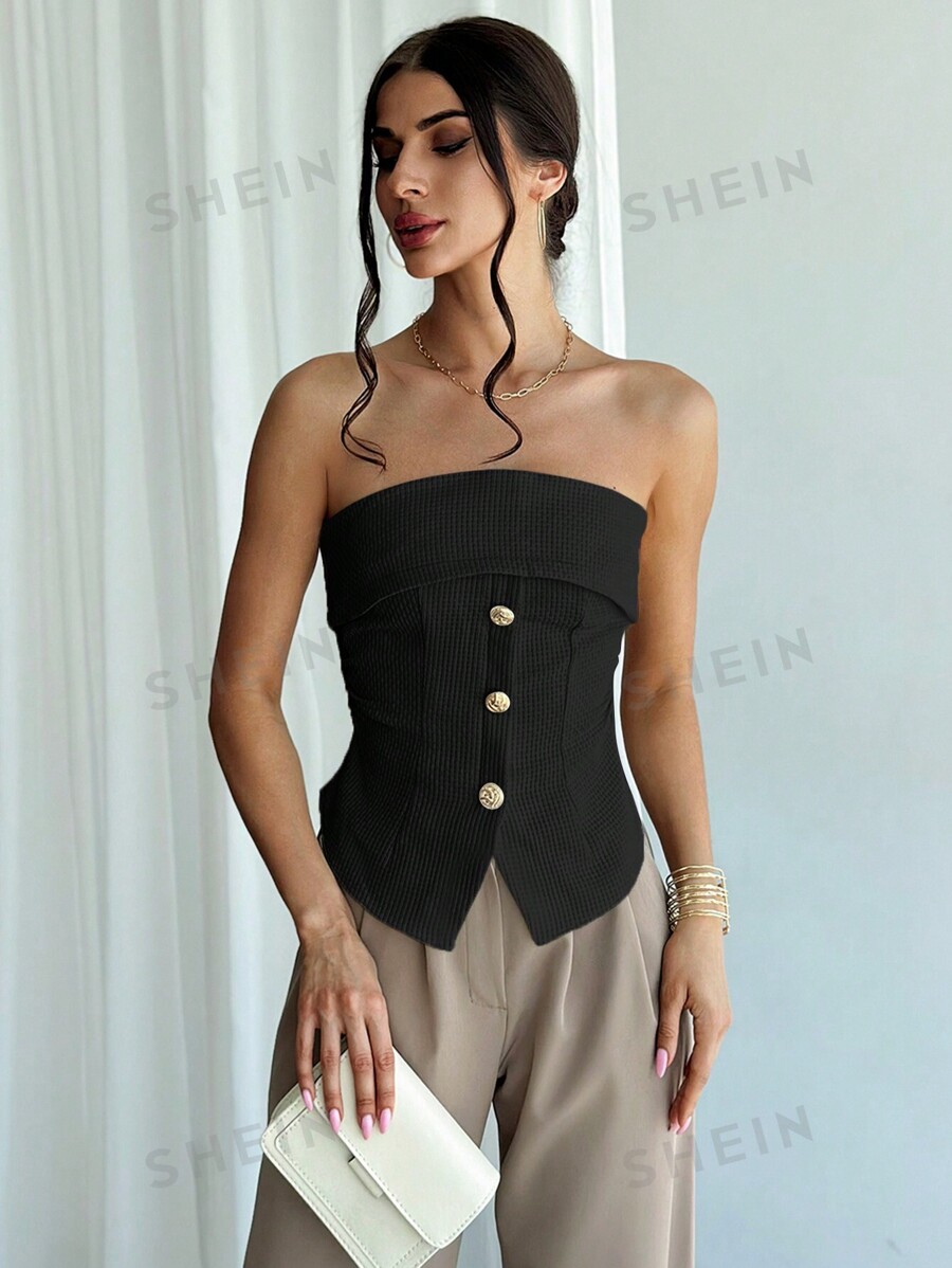 SHEIN Privé Top elegante sin tirantes con cincha en la cintura para ...
