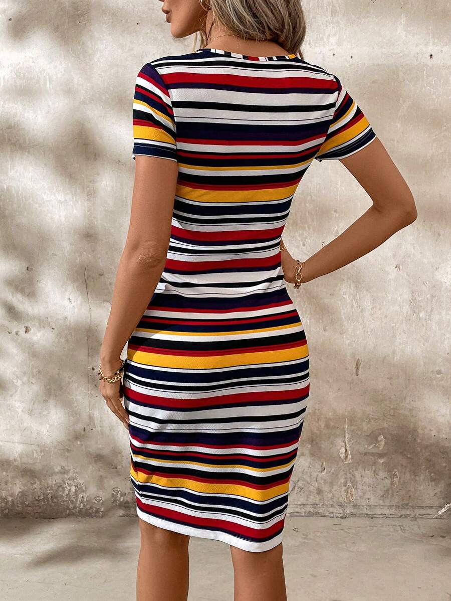 SHEIN Clasi Colorful Striped Bodycon Back To School Clothes Fall Women ...