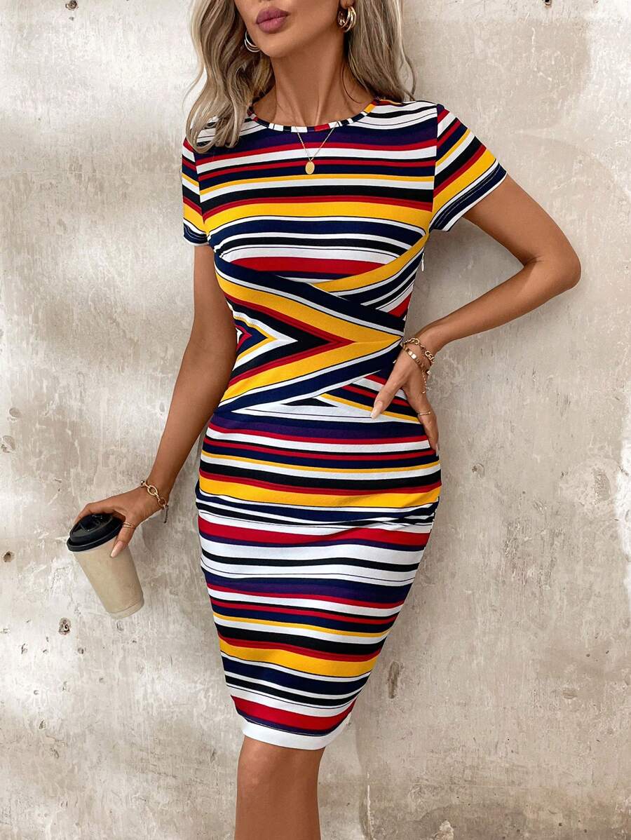 SHEIN Clasi Colorful Striped Bodycon Back To School Clothes Fall Women ...