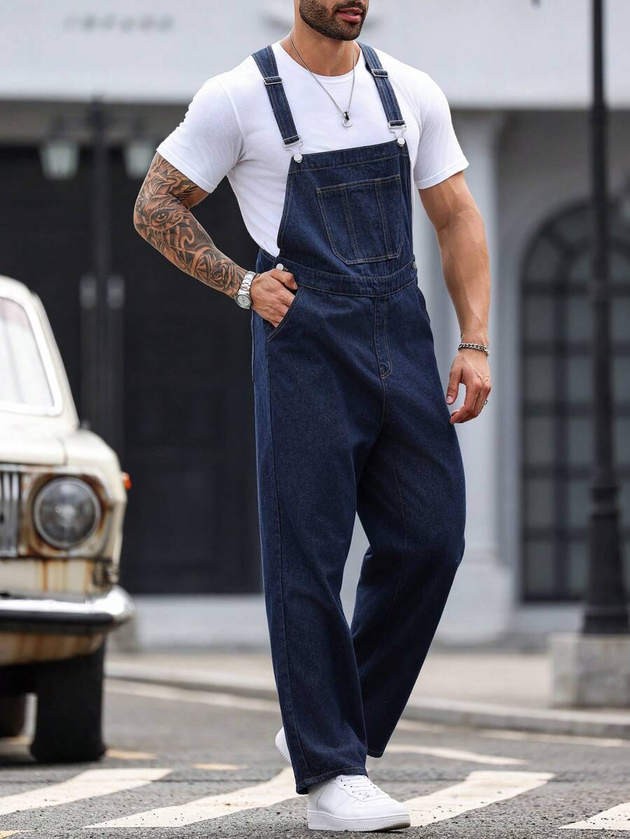 Manfinity Homme Men's Plus Size Original Blue Plain Basic Denim Casual ...