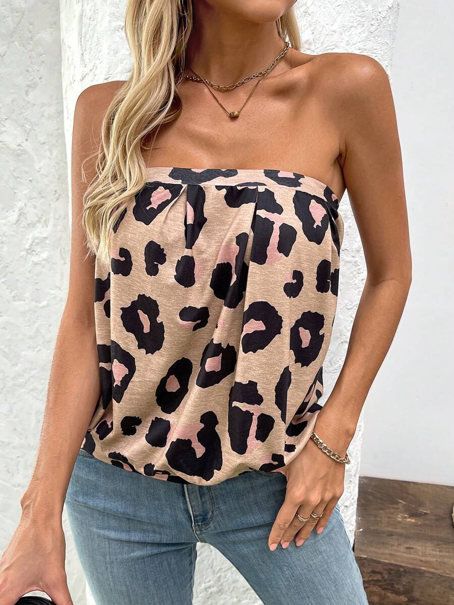 SHEIN LUNE Leopard Print Tube Top For Summer | SHEIN USA