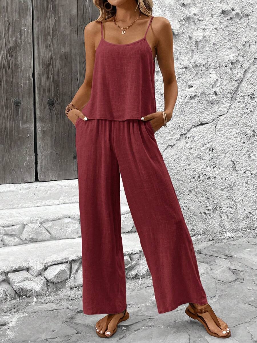 SHEIN LUNE Women's Summer Linen Bamboo Joint Washed Wrinkled Tank Top ...