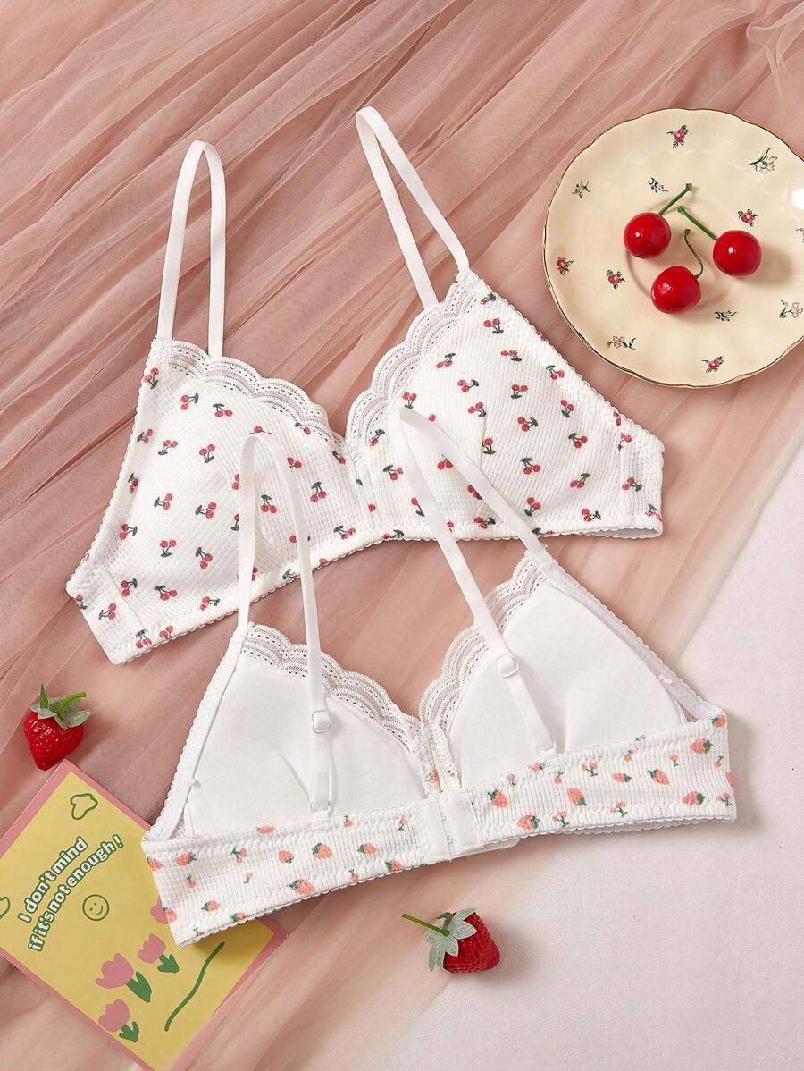 Sujetador inalámbrico con relleno ligero y push-up con estampado de ...