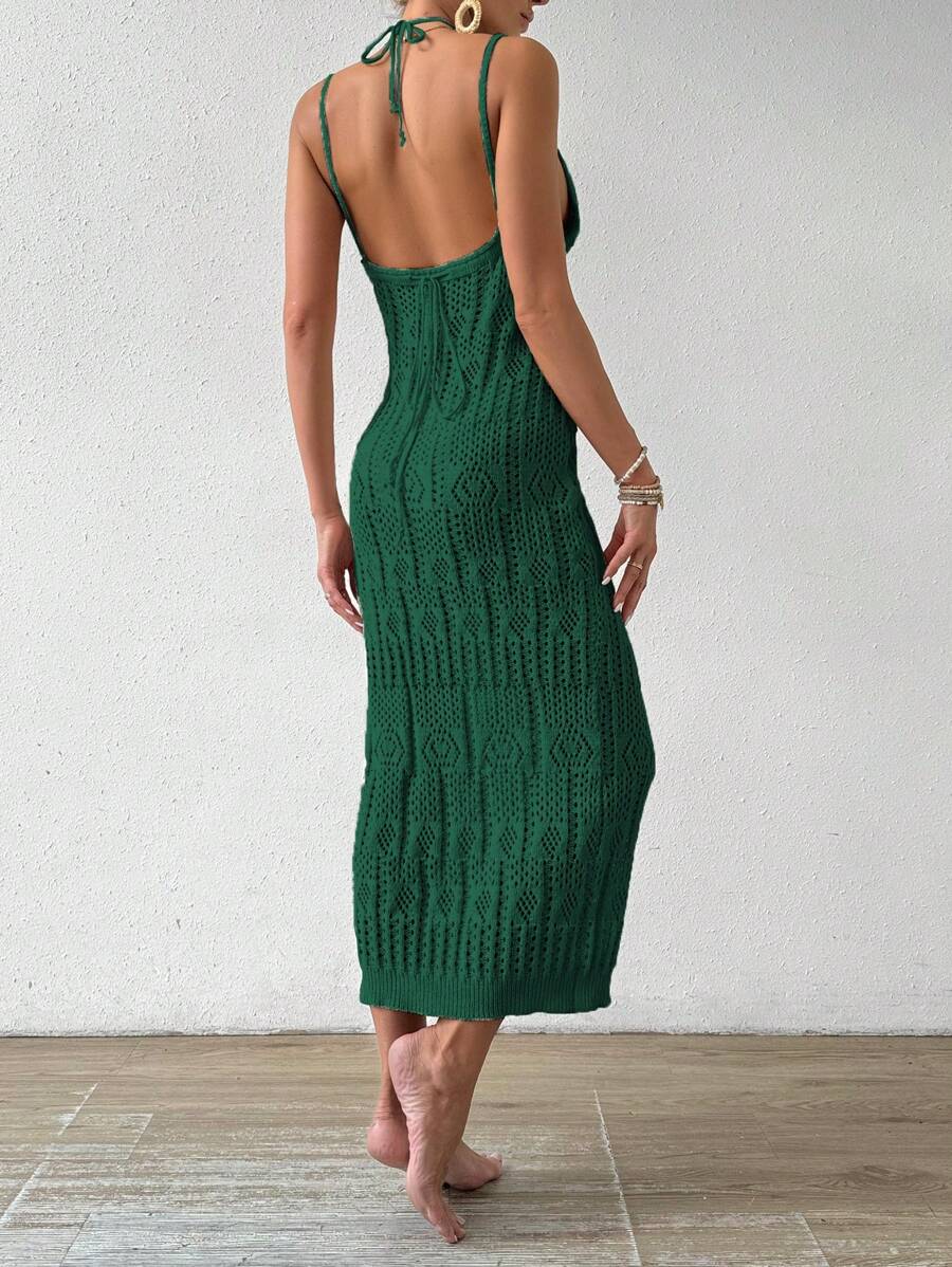 SHEIN Holidaya Vestito estivo senza schienale per le donne del 2024, semplice e alla moda per le ...