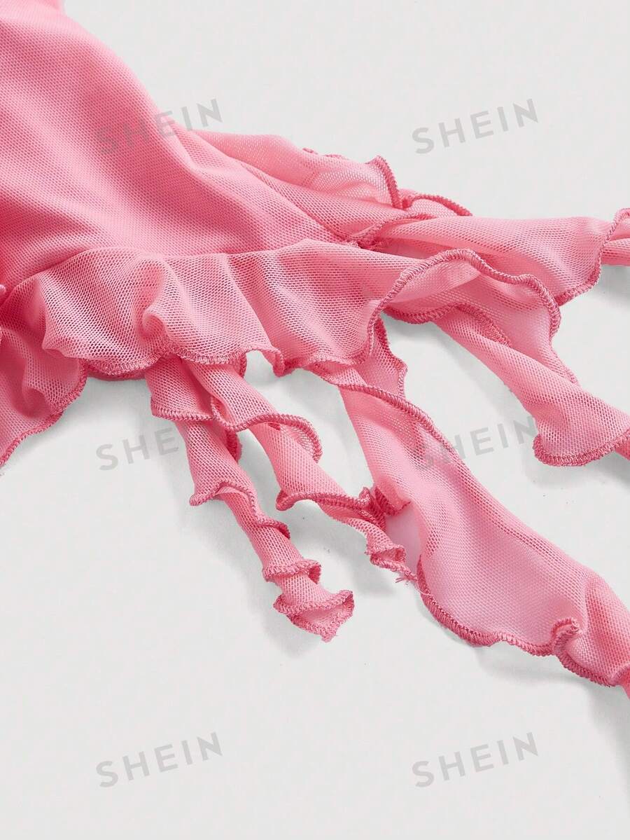 SHEIN MOD Women's Summer Pink Sleeveless Crop Top With Hollow Middle ...