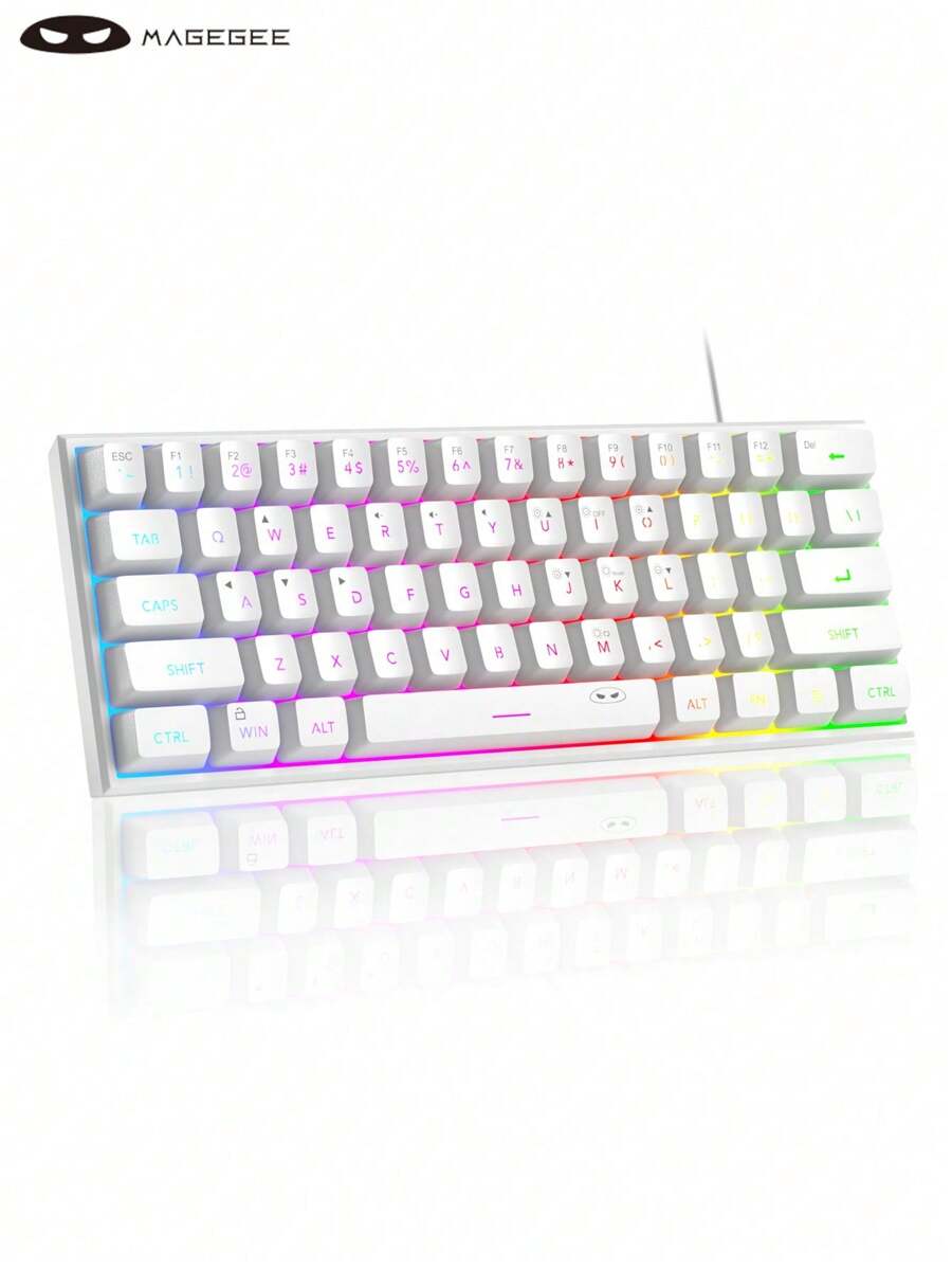MageGee TS91 60% Compact Wired Keyboard 61 Keys RGB Backlight Small ...