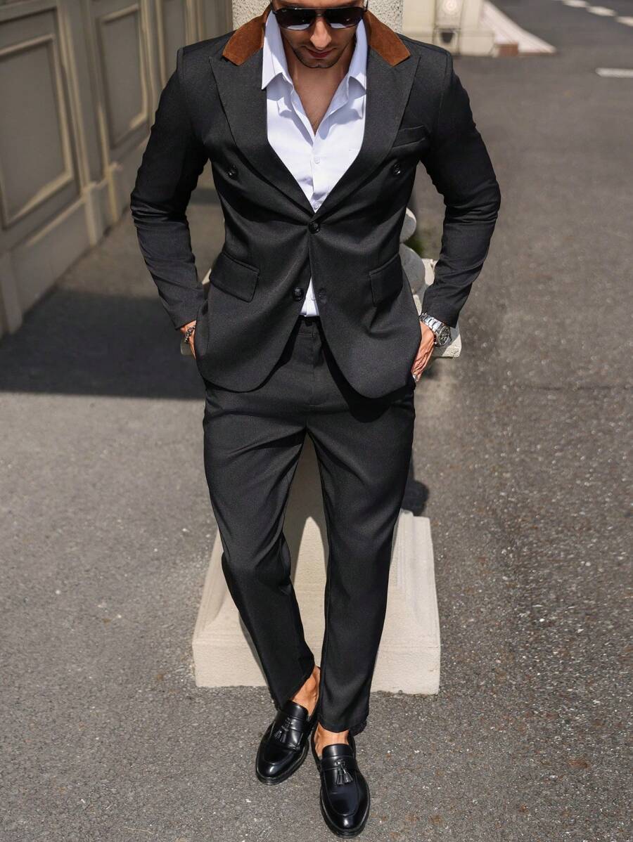 Manfinity Mode Men's Solid Color Simple Daily Suit Set | SHEIN USA