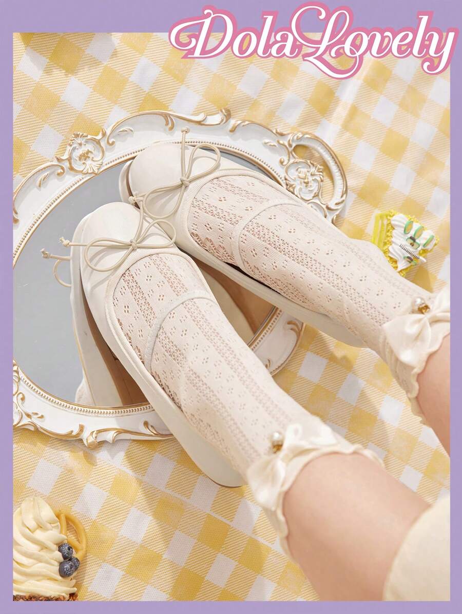 Dola Lovely รองเท้าผู้หญิง Mary Jane ปลายกลม สีเชอร์รี่, รองเท้าบัลเล่ต์แบน ใส่สบาย พื้นนุ่ม ...