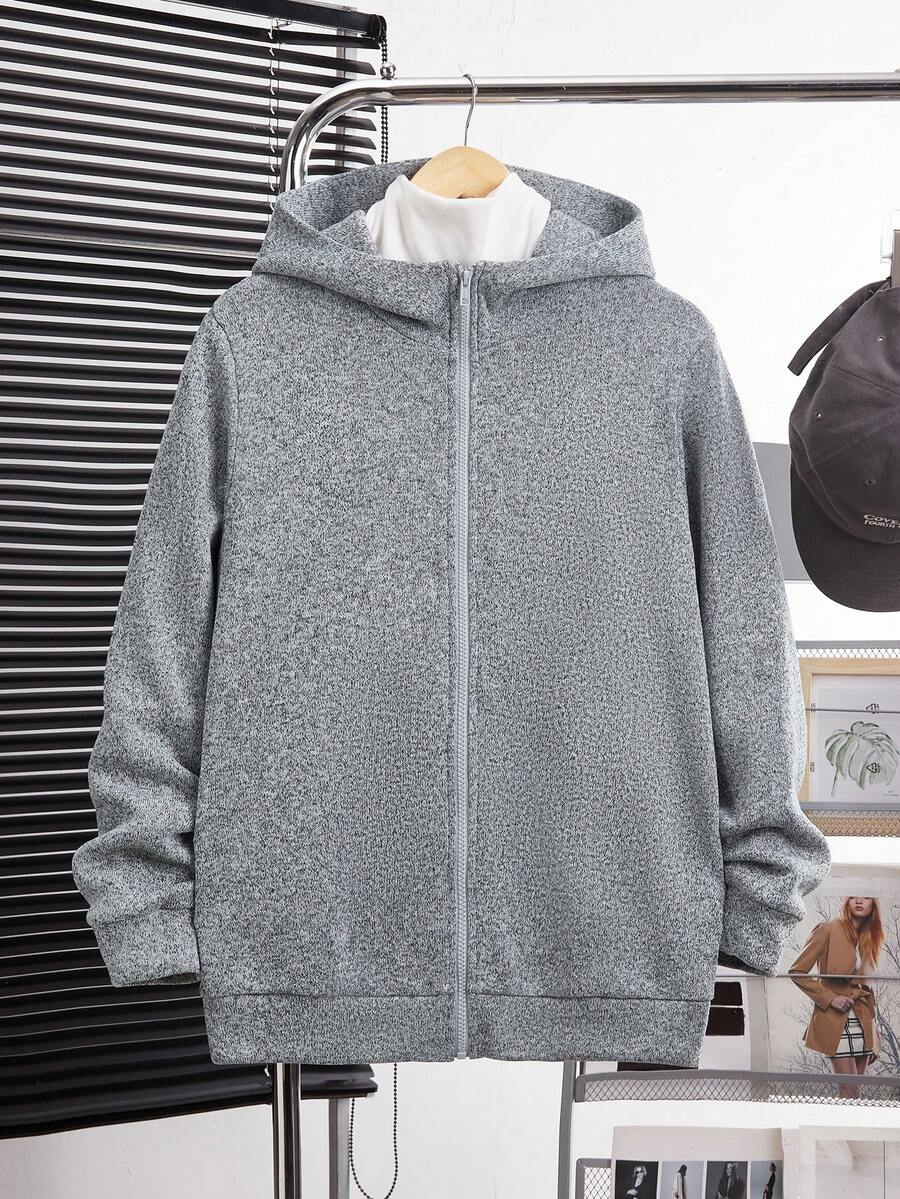 SHEIN 1pc Teen Boys' Casual, Versatile, Warm, Plush Grey Knitted High ...