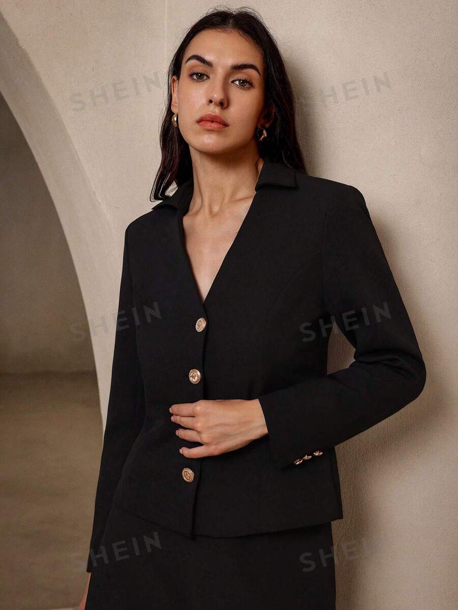 SHEIN Privé Elegant And Versatile Net Color Skirt Suit For Stylish And ...