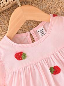 Souflis Souflis Baby Girl Outfit, Round Neck Strawberry Pattern Top ...