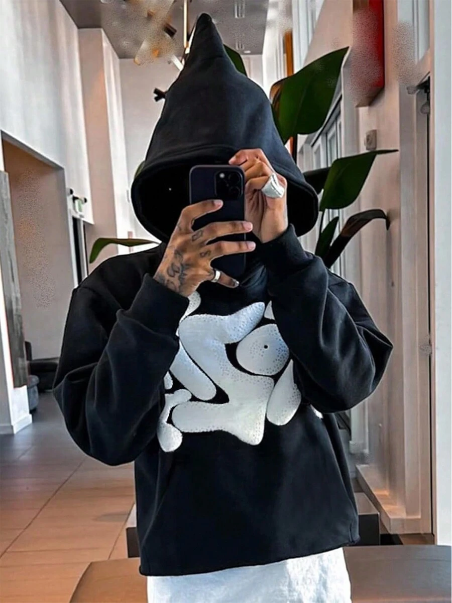 Manfinity Dauomo Men's Printed Simple Daily Hooded Long Sleeve Hoodie ...