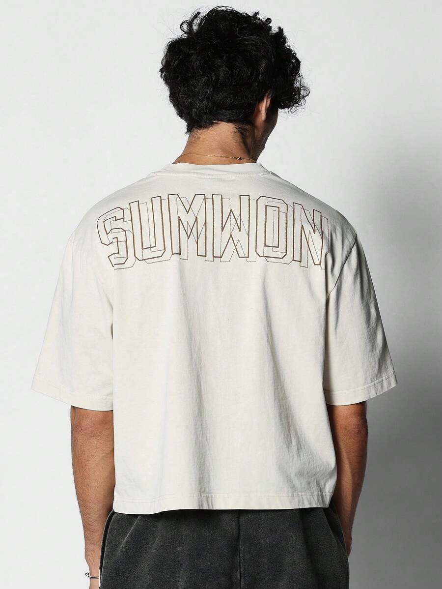 SUMWON Crop Fit Washed Tee With Number Graphic Print College Ready ...