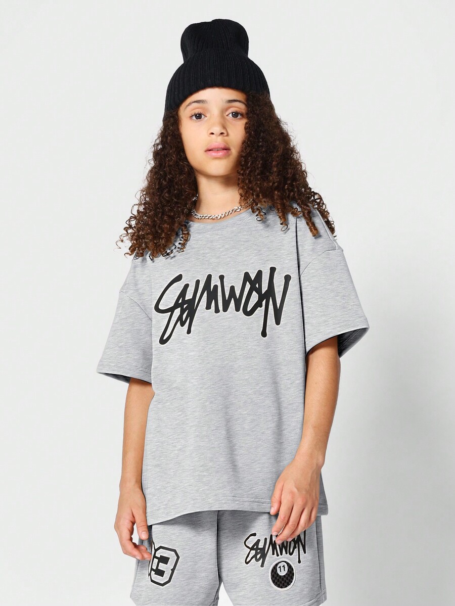 SUMWON Kids Unisex Tee With Print And Short 2 Piece Set | SHEIN USA