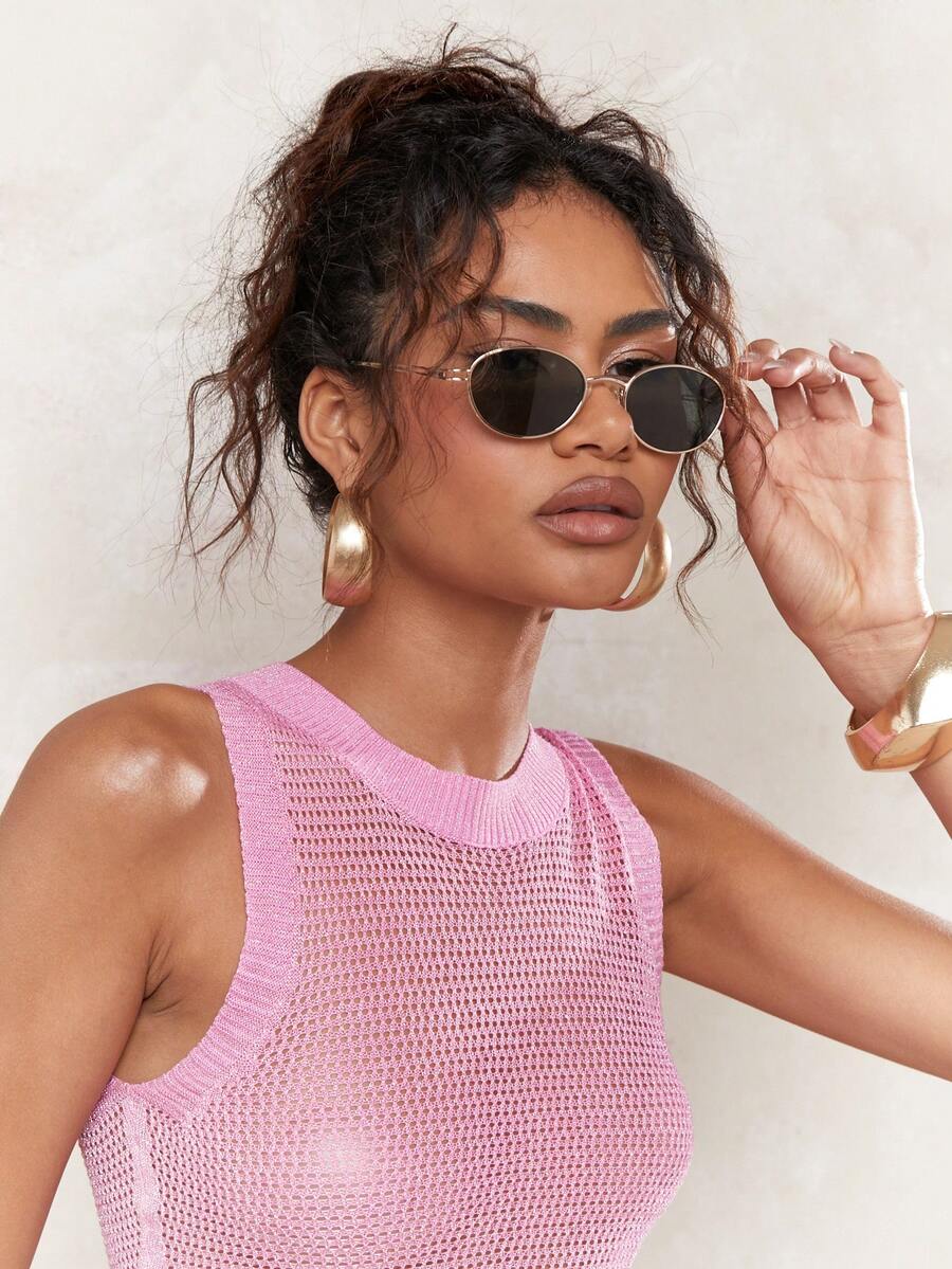 MISSGUIDED Rave Crochet Knit Mesh Sleeveless Vest | SHEIN UK