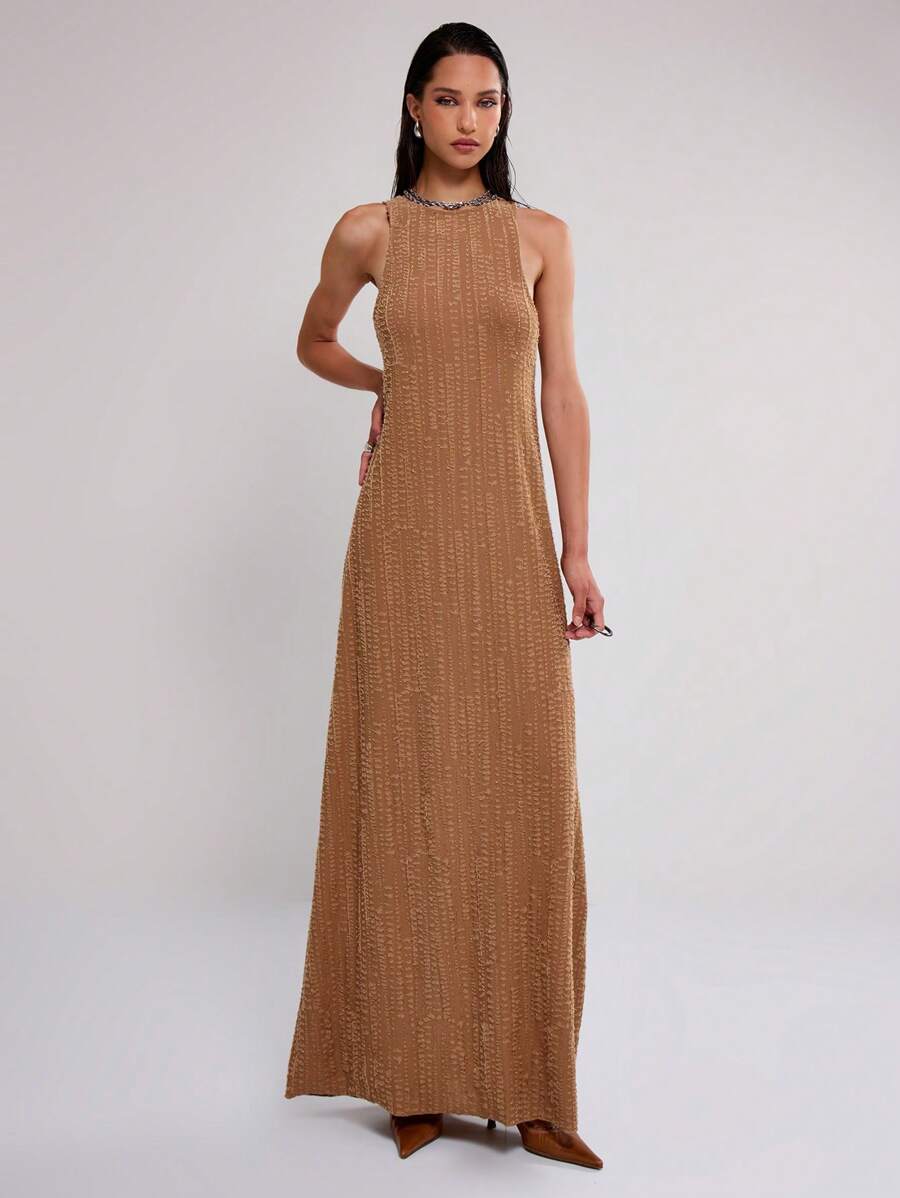 MUSERA Textured Twist Open Back Maxi Dress Elegant Spring Summer Vacation Party | SHEIN USA