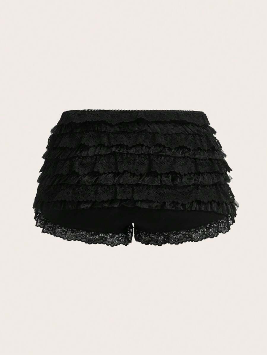 SHEIN ICON Ladies' Multi-Layer Frill Hem Low-Rise Y2K Concert Going Out ...