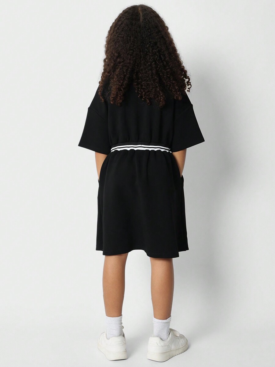 SUMWON Tween Girls Tee Dress With Front New York Graphic Print And Tie ...