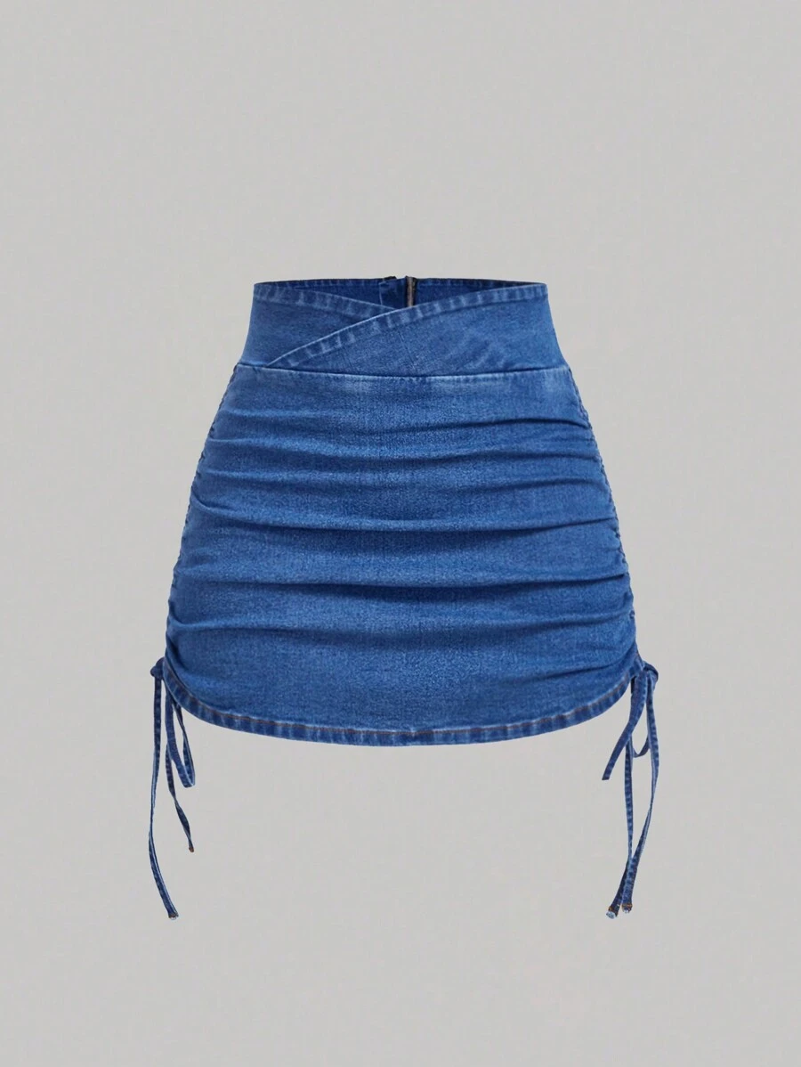 SHEIN MOD Women's Plain And Simple Denim Mini Skirt For Daily Wear ...
