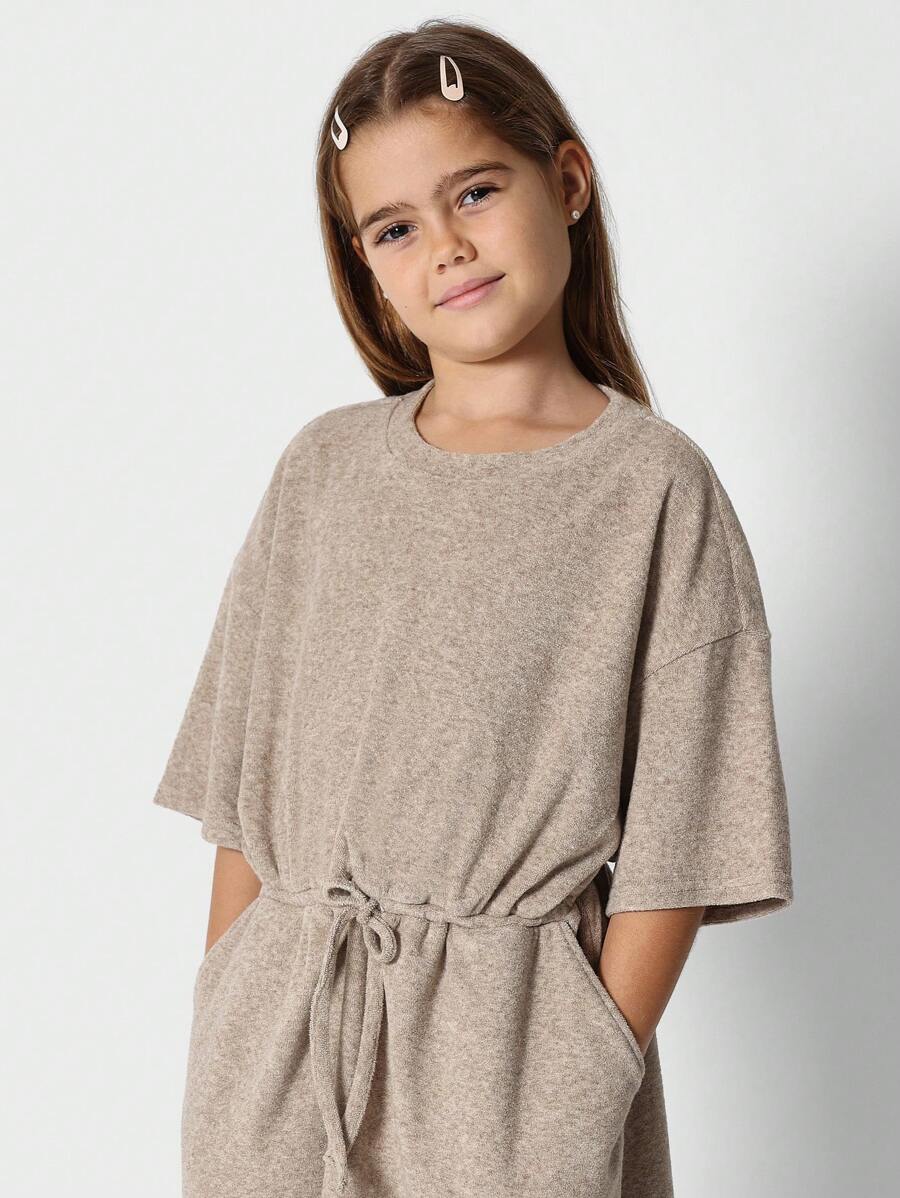 SUMWON Tween Girls Tee Dress With Tie Waist Detail | SHEIN USA