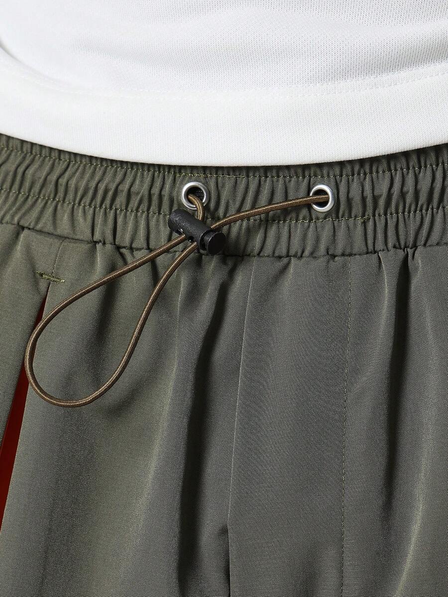 SUMWON Stylish Army Green Wide Leg Pants With Orange Slash Details ...