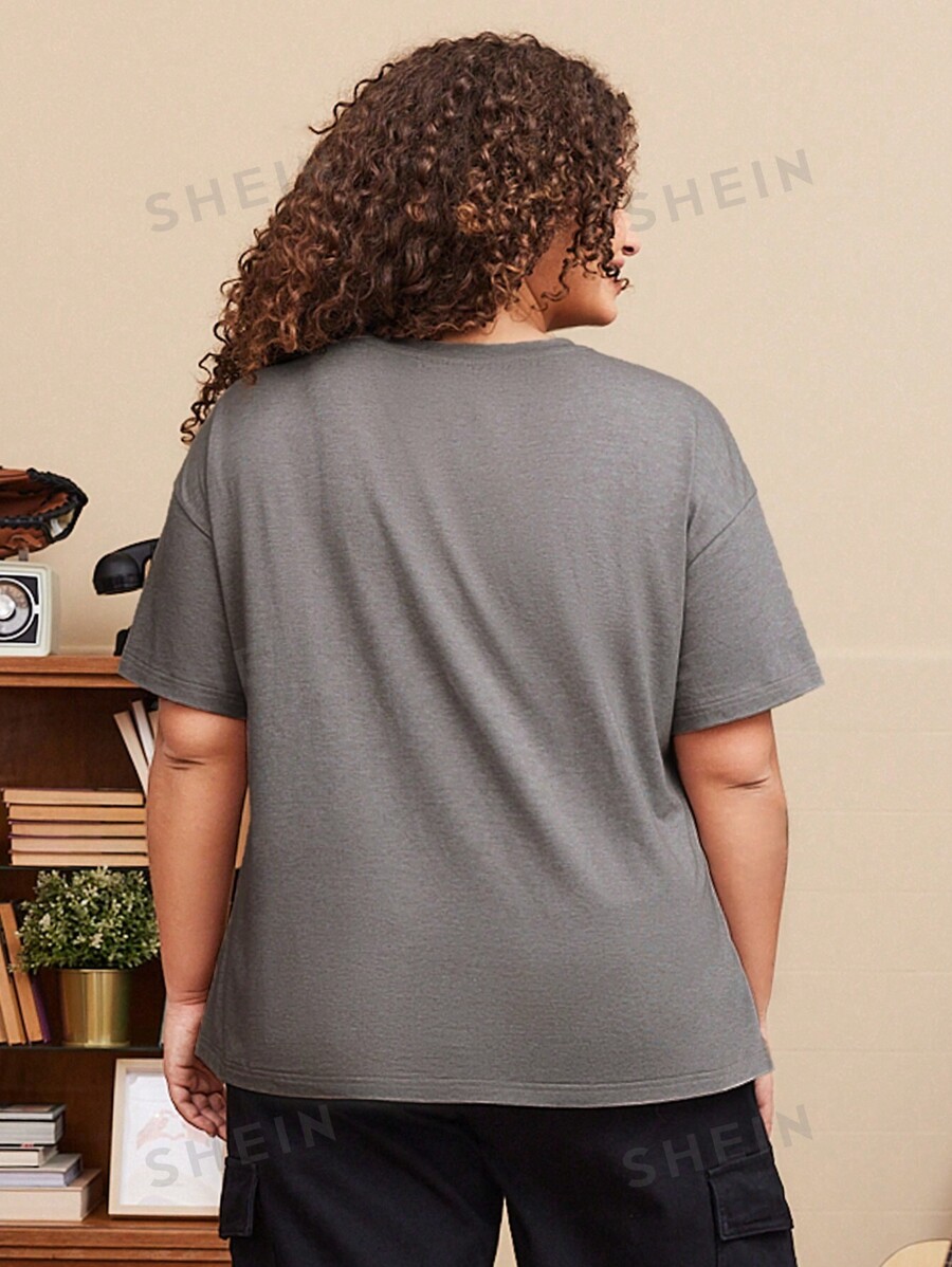 FRIENDS X SHEIN Plus Size Summer Casual Street Style 90s Vintage Grey ...