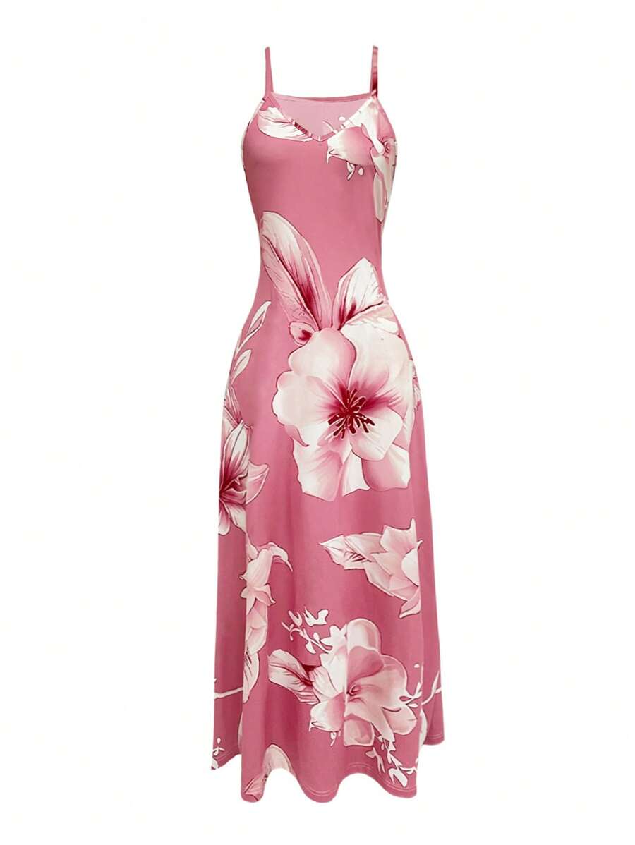 EMERY ROSE Tropical Flower Print Sexy Cami Design Women's Dress Maxi ...