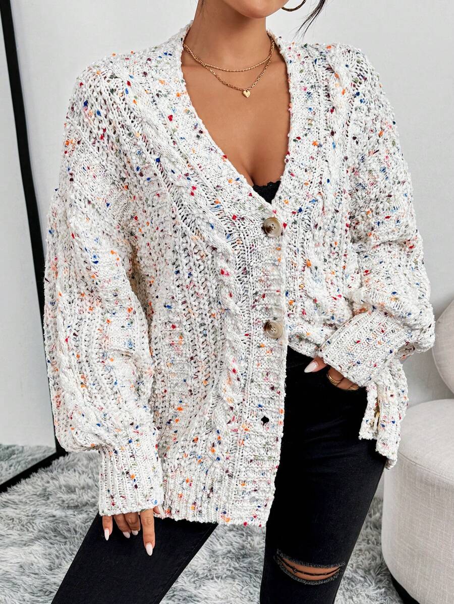 SHEIN Relaxiva Casual Everyday Mixed Blend Cardigan With Drop Shoulder ...