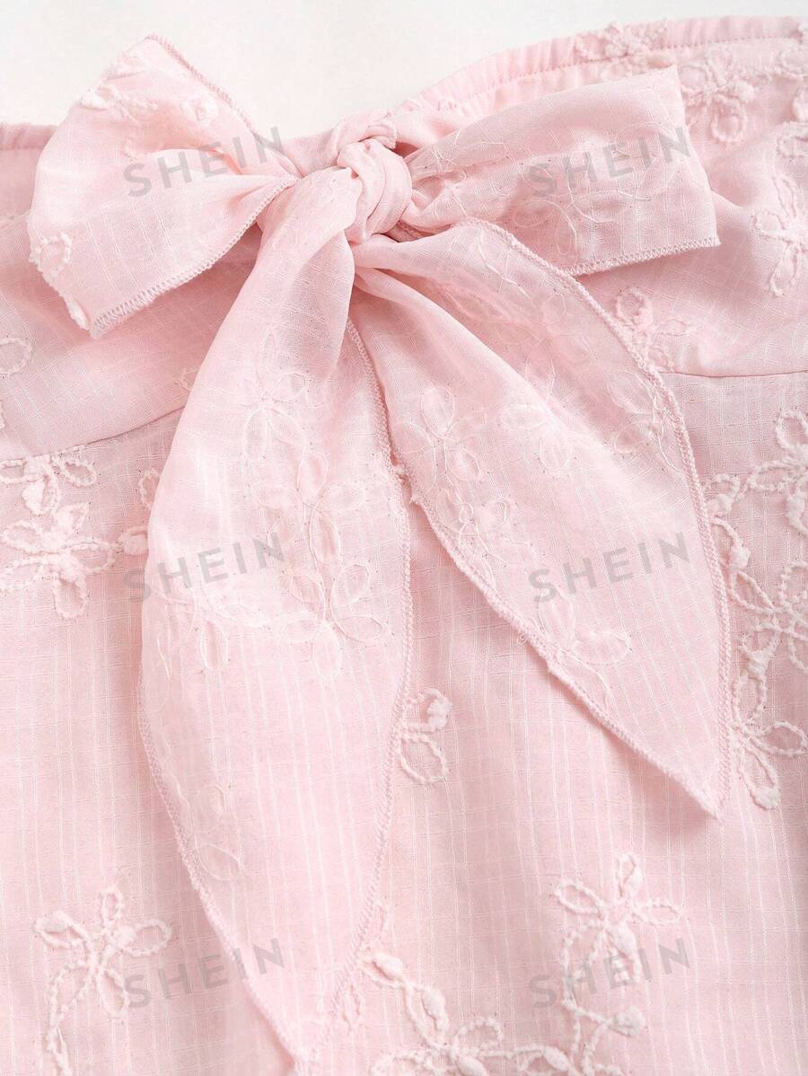 SHEIN MOD Textured Fabric Knot Front Strapless Top | SHEIN UK