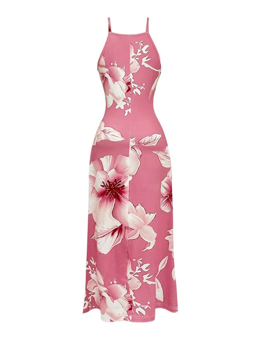SHEIN Clasi Tropical Flower Print Sexy Cami Design Women's Dress Maxi Women Outfit | SHEIN UK