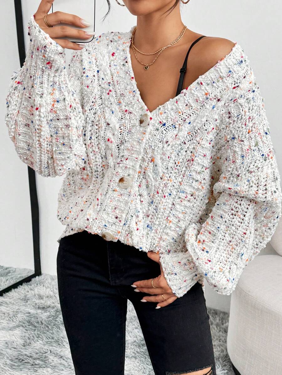 SHEIN Relaxiva Casual Everyday Mixed Blend Cardigan With Drop Shoulder ...