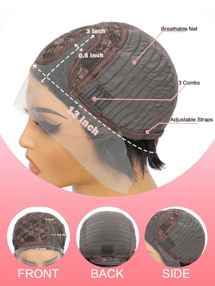 6inch Pixie Cut Short Curly Wigs T Part Lace Front Wigs Human Hair For ...