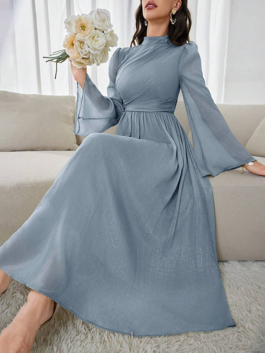 Modelyn Women's Solid Color Simple Daily Long Sleeve Dress Long Evening Dresses | SHEIN USA