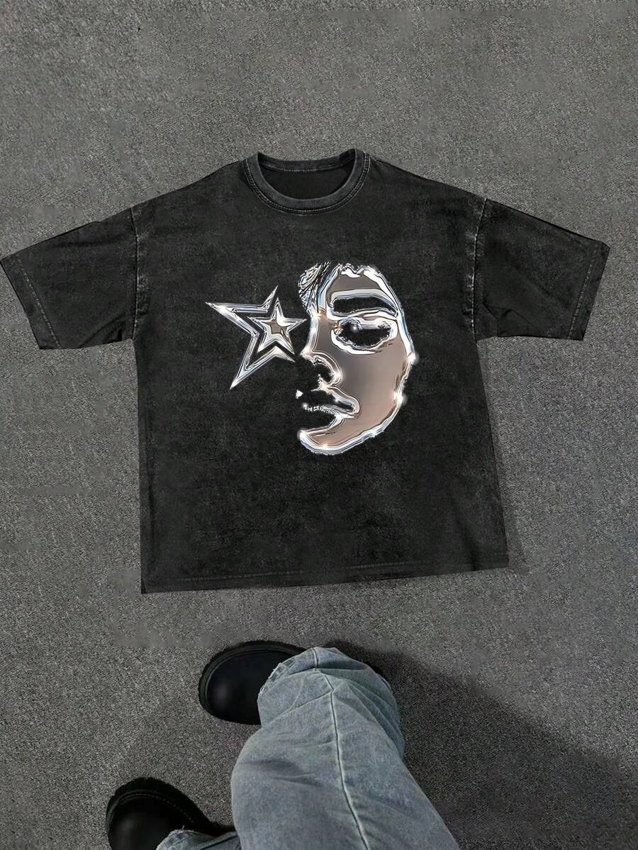 Manfinity EMRG Loose Fit Men's Star Print Drop Shoulder T-Shirt | SHEIN USA