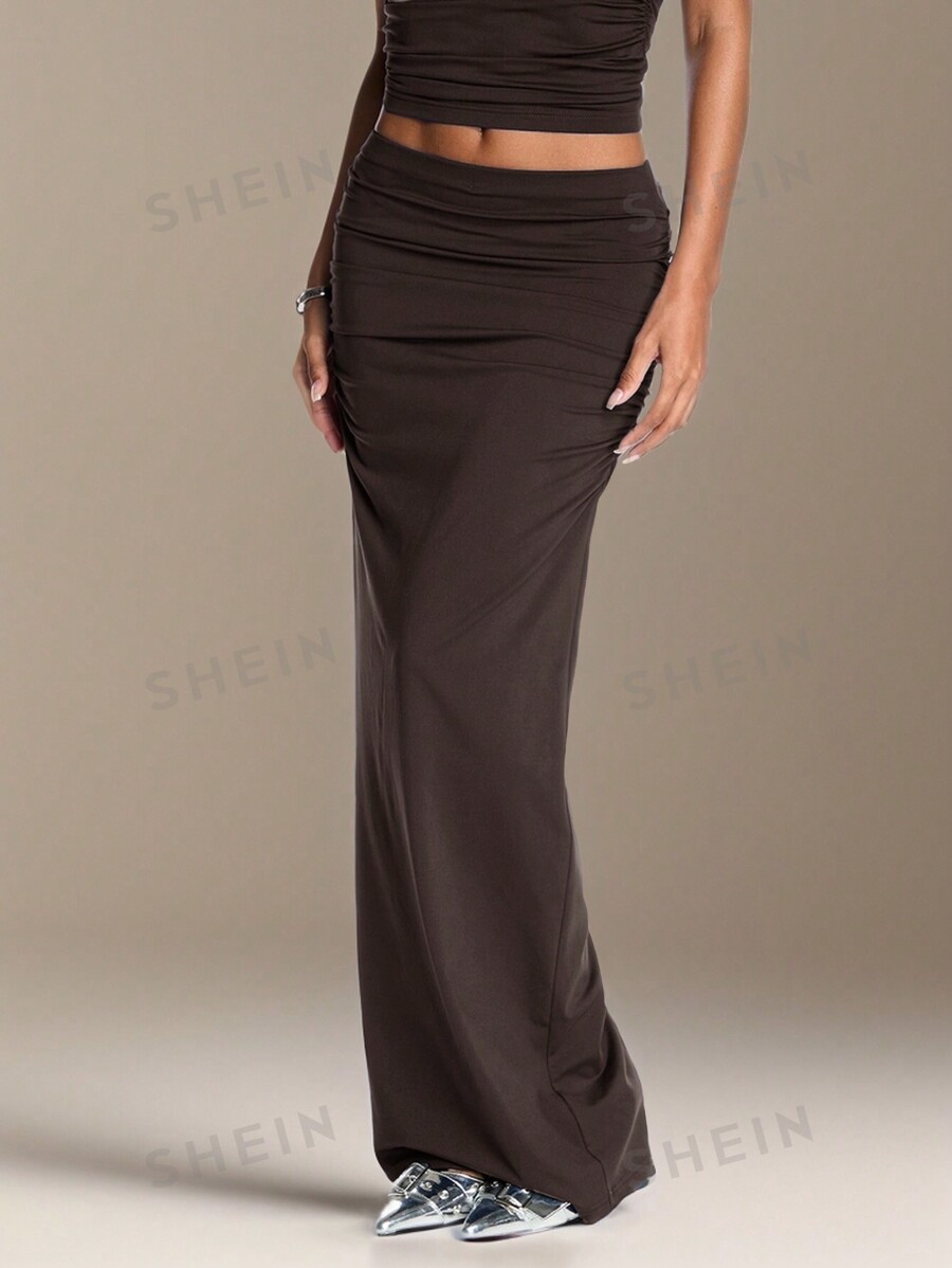 SHEIN BAE La jupe longue d'été populaire extensible dans les 4 directions convient à l'été. Jupe ...