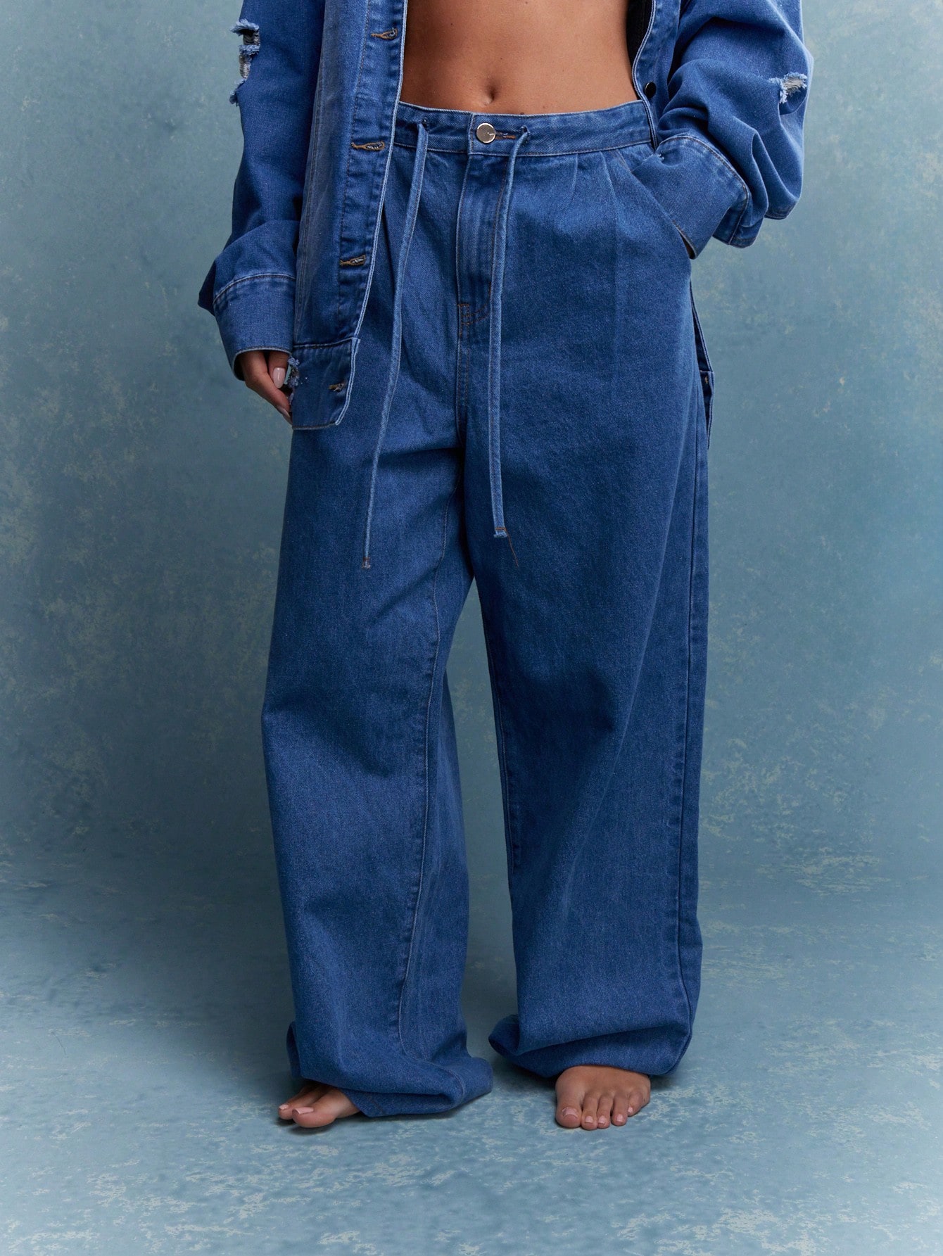 Wide Leg Jeans With Drawstring Detail｜MISSGUIDED