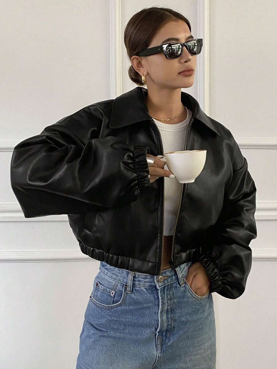 DAZY Dazy X KIMYOUJUNG Collection Chaqueta corta con cremallera y ...