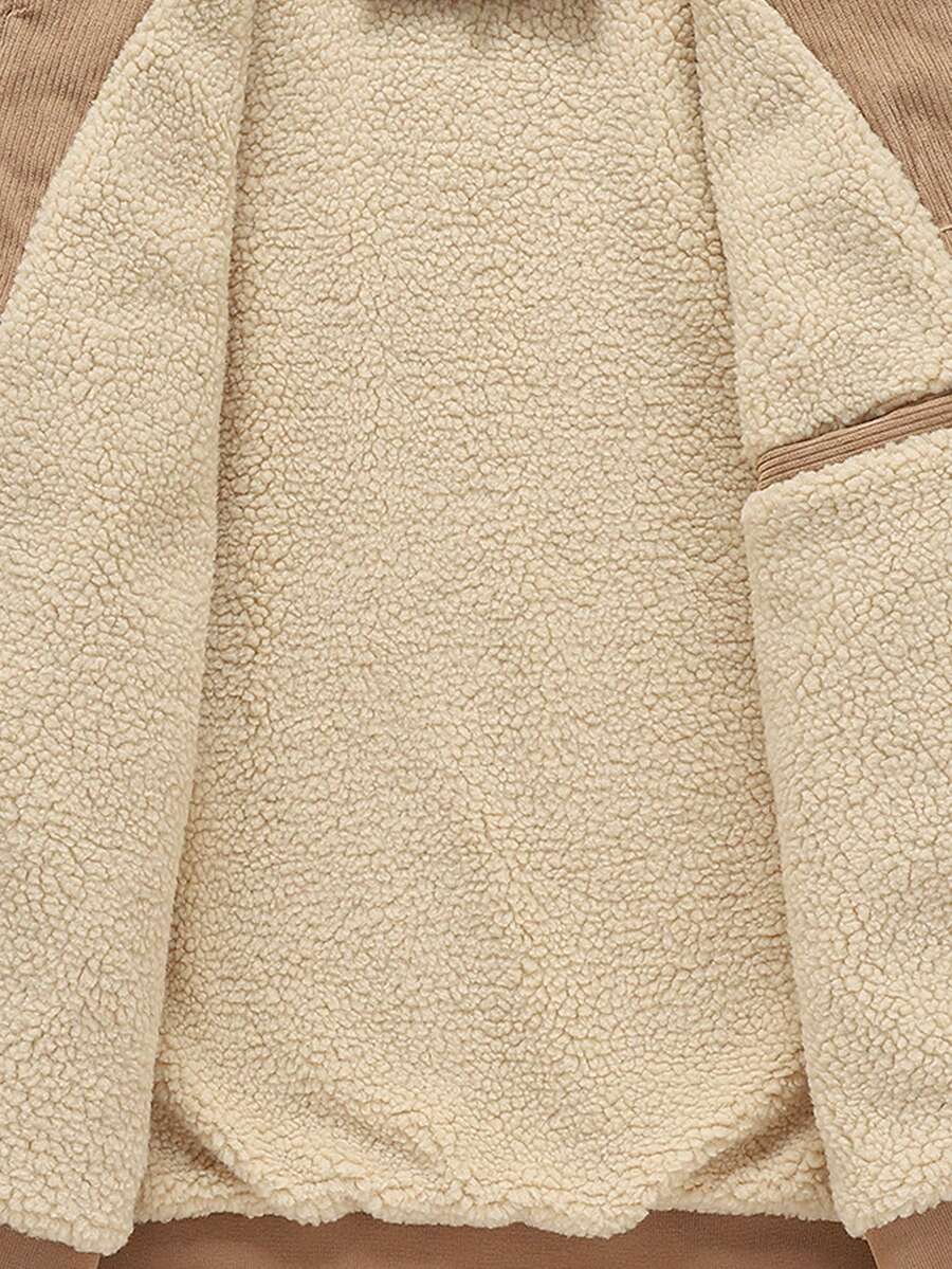 Manfinity Homme Men's Thickened Corduroy Fleece Jacket, Stand Collar ...