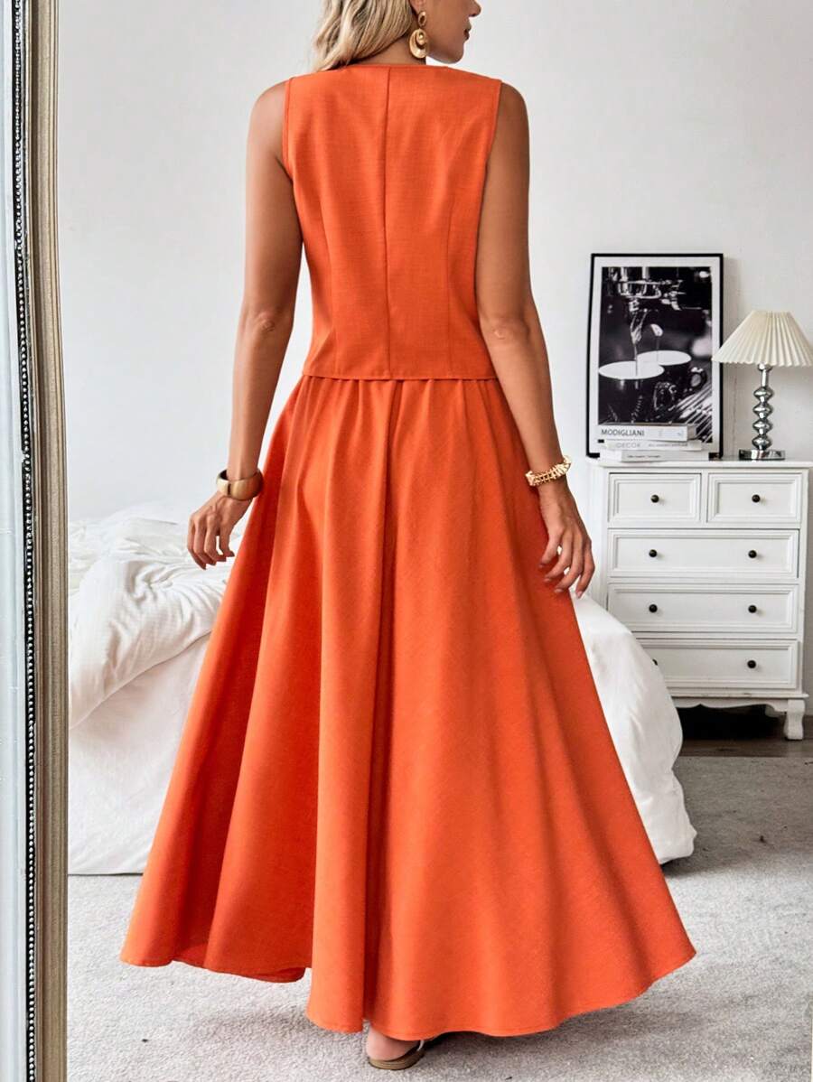 SHEIN Relaxiva Conjunto de 2 piezas para mujer de chaleco ajustado y ...