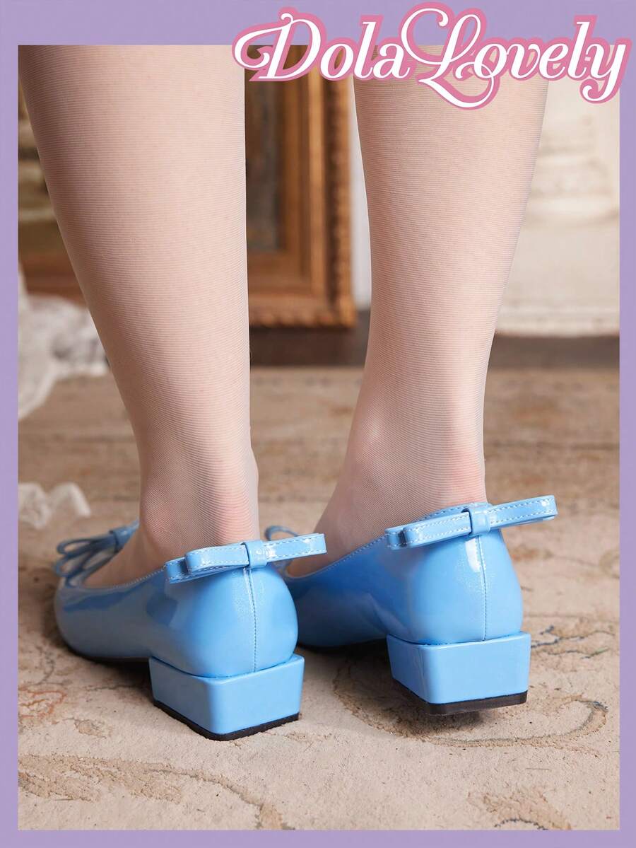 Dola Lovely Ladies' New Cute And Sweet Lolita Pointy Leather Blue High Heels | SHEIN ASIA