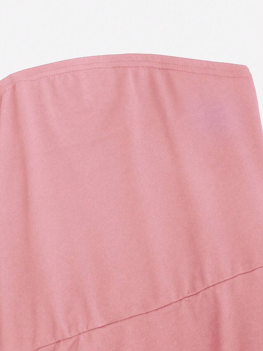 Sweetra Solid Ruffle Trim Split Thigh Tube Dress For Summer Y2K Outfit ...