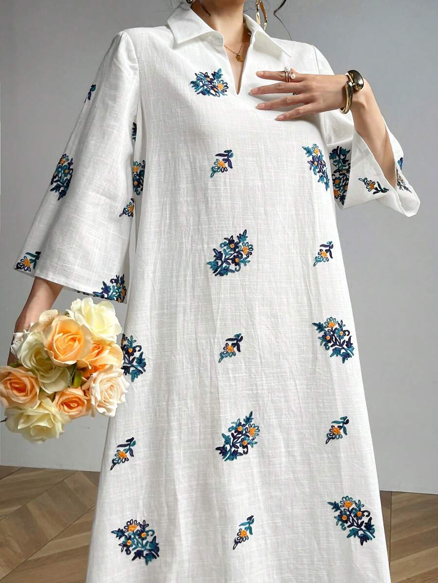 SHEIN Najma Robe de style arabe modeste à manches longues, simple et ...