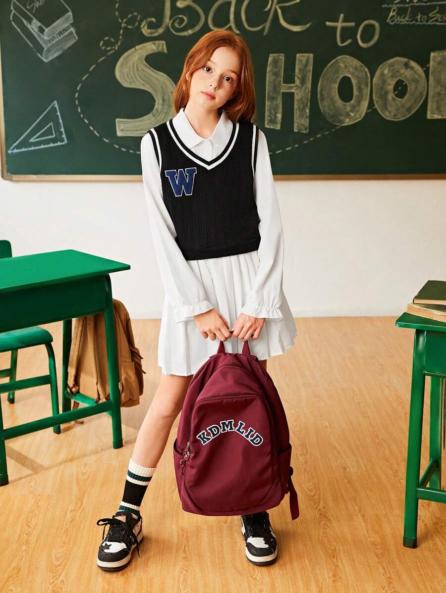 Tween Girl Basic Vest, Shirt And Pleated Skirt 3-Piece Academy Set ...
