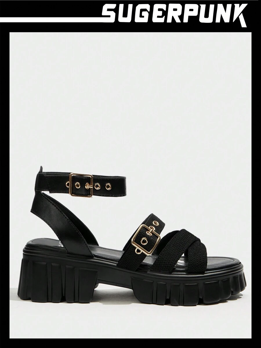 Sugerpunk Woman Shoes Criss Cross Platform Ankle Strap Sandals For ...