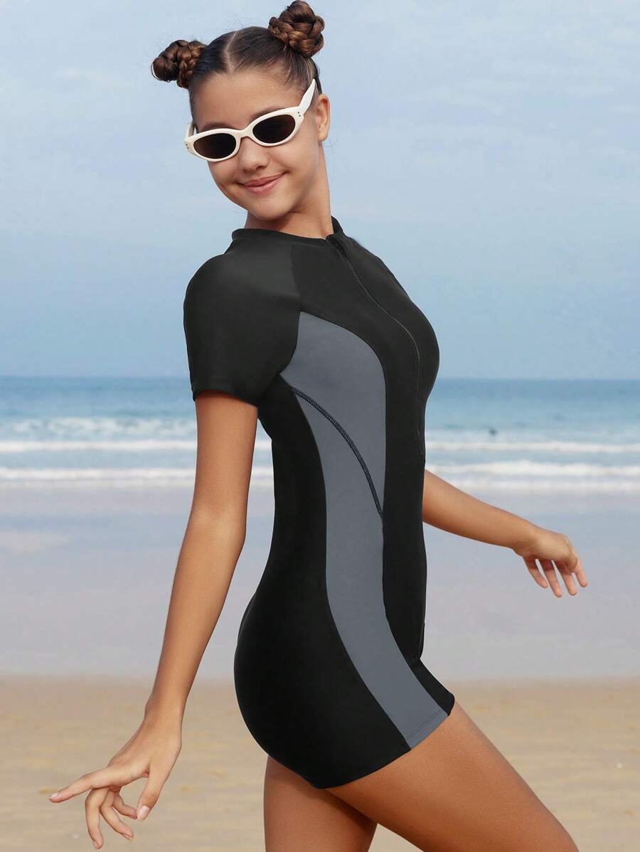 SHEIN Sensorimotor Kids Teenage Girls' Athletic One-Piece Swimsuit ...