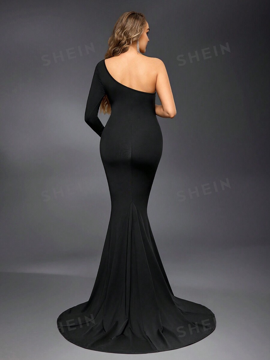 SHEIN Robe de grossesse transparente en mesh avec patchwork et traîne pour séance photo | Mode ...