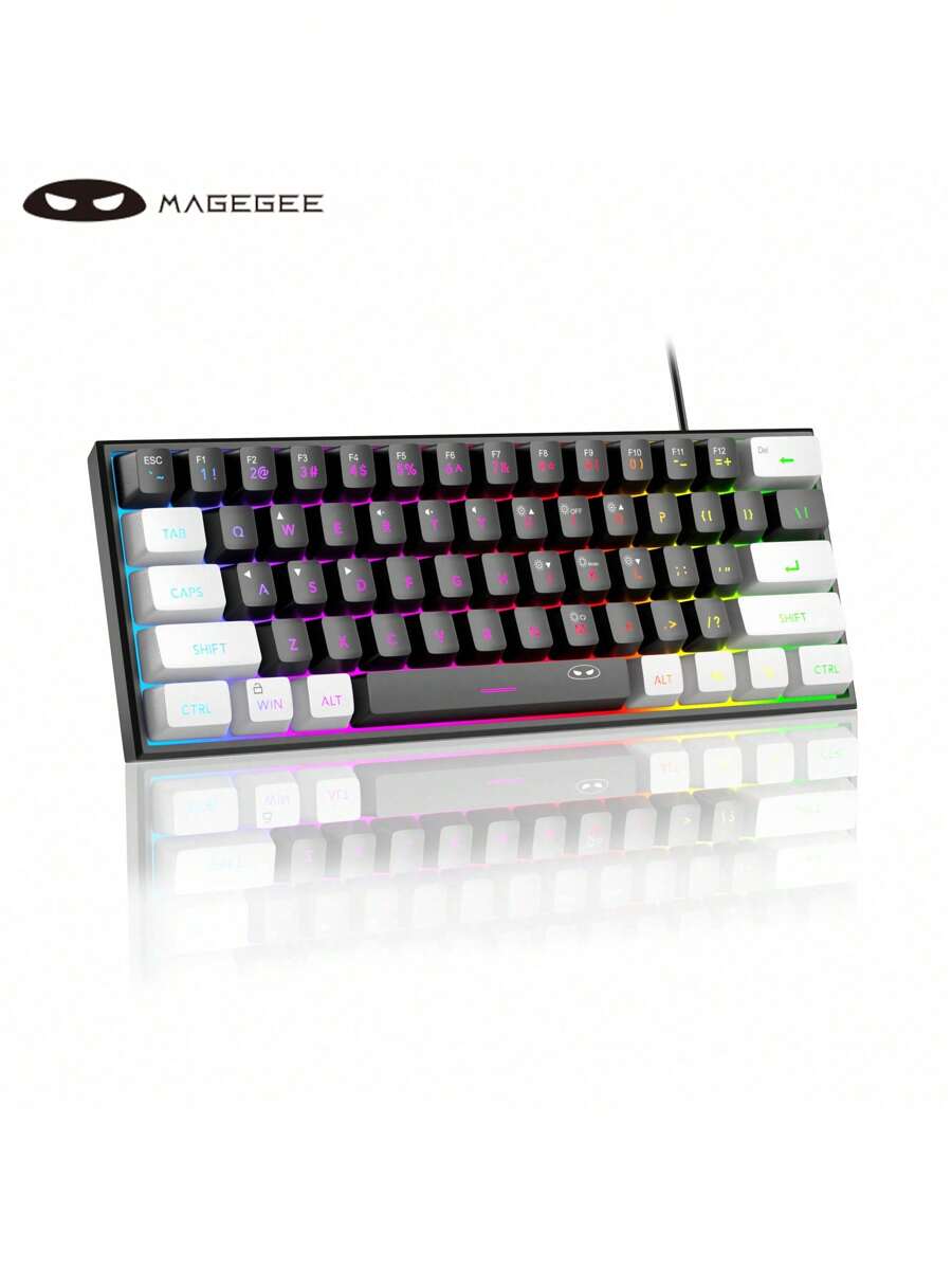 MageGee MageGee TS91 60% Compact Wired Keyboard 61 Keys RGB Backlight ...