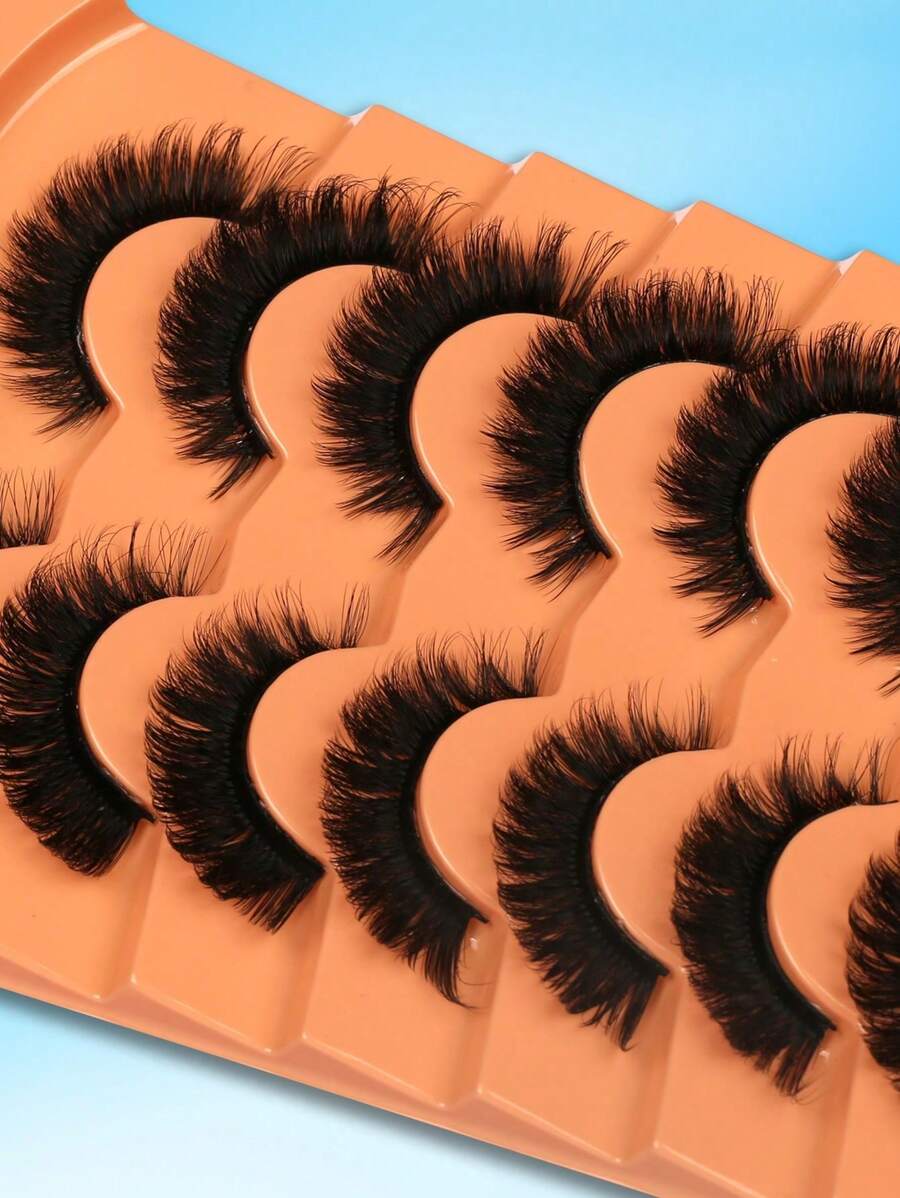 7 Pairs Cute Fluffy Eyelashes Thick Volume False Eyelashes Mink Lashes ...