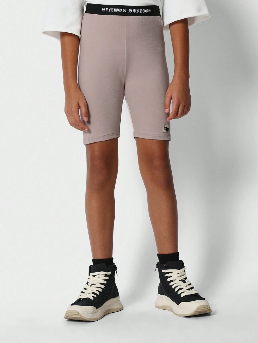 SUMWON Tween Girls Biker Shorts With Gothic Print Waistband | SHEIN USA
