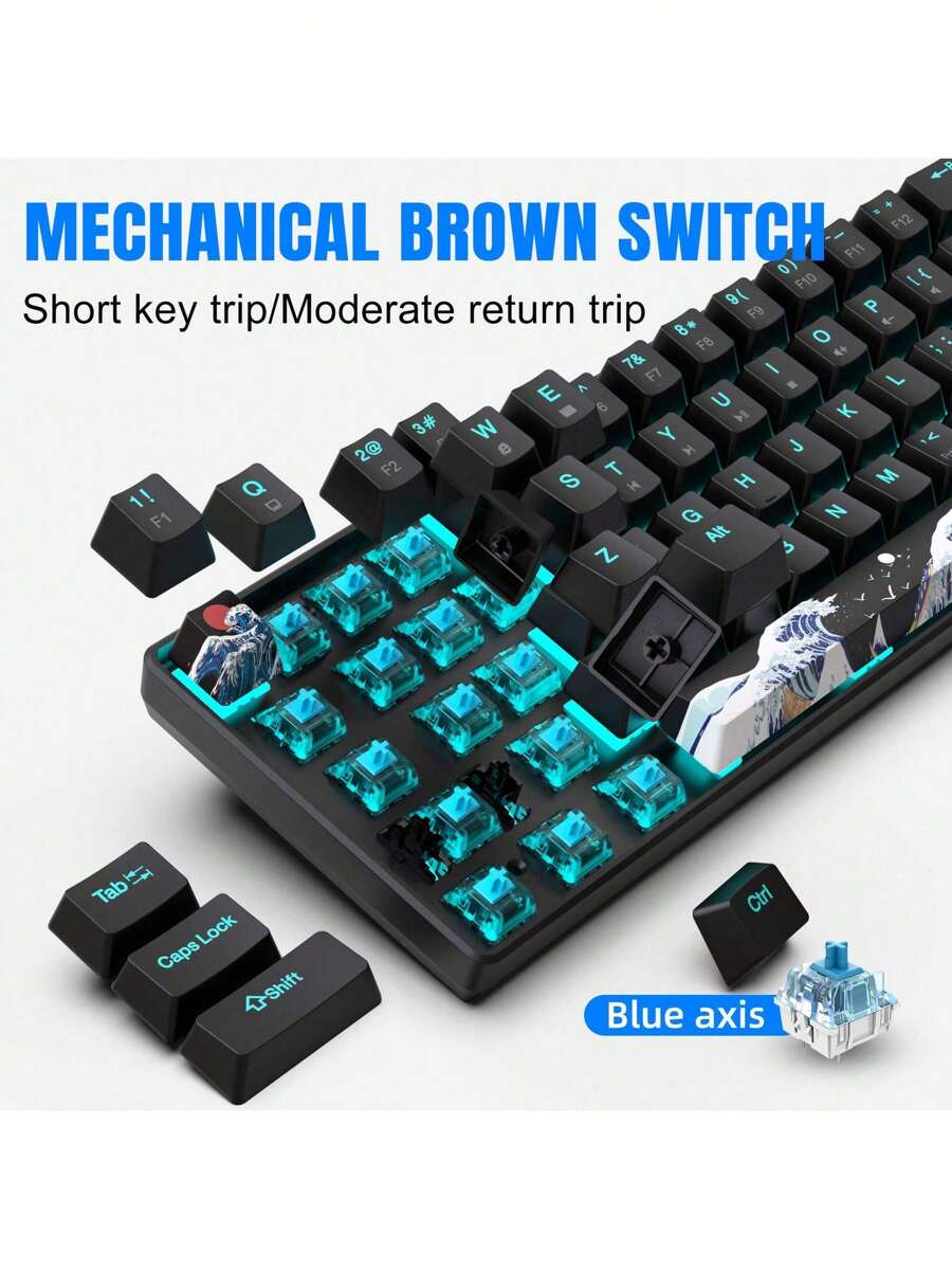 HXSJ Teclado Mecânico de Jogo 60%, Ultra Compacto Mini 68 teclas com ...